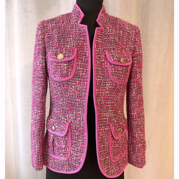 J. Crew | Jackets & Coats | Jcrew Tweed Jacket Pink Size 2 Italian ...